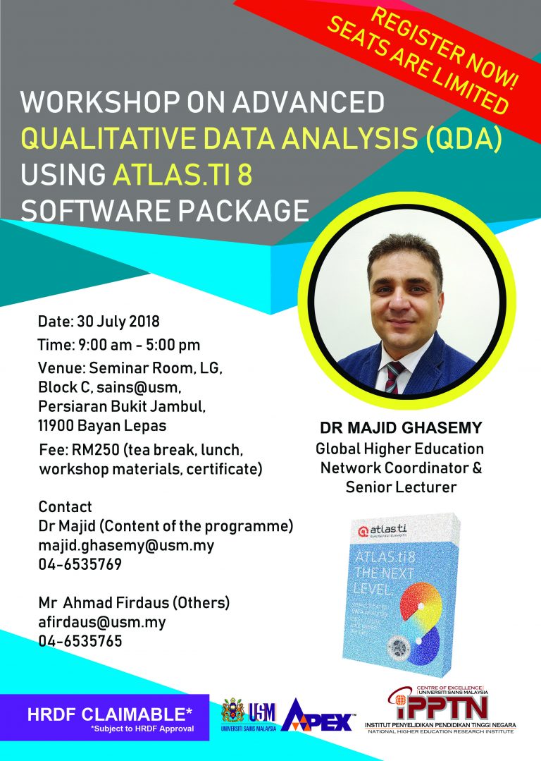 Workshop on Advanced Qualitative Data Analysis (QDA) using ATLAS.ti 8 Software Package | 30 July ...
